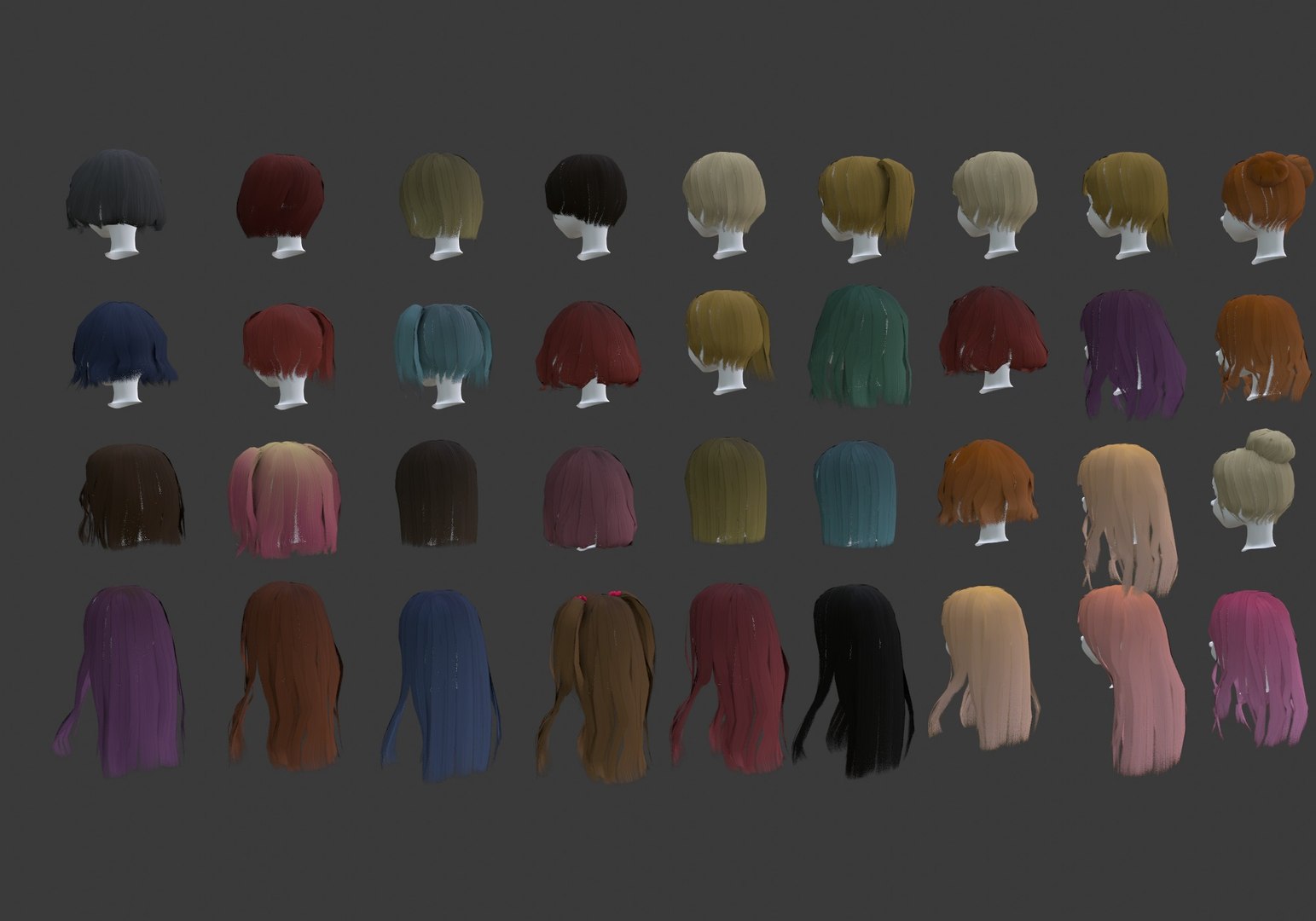 Low Poly Hairstyles Collection Model - TurboSquid 1899666