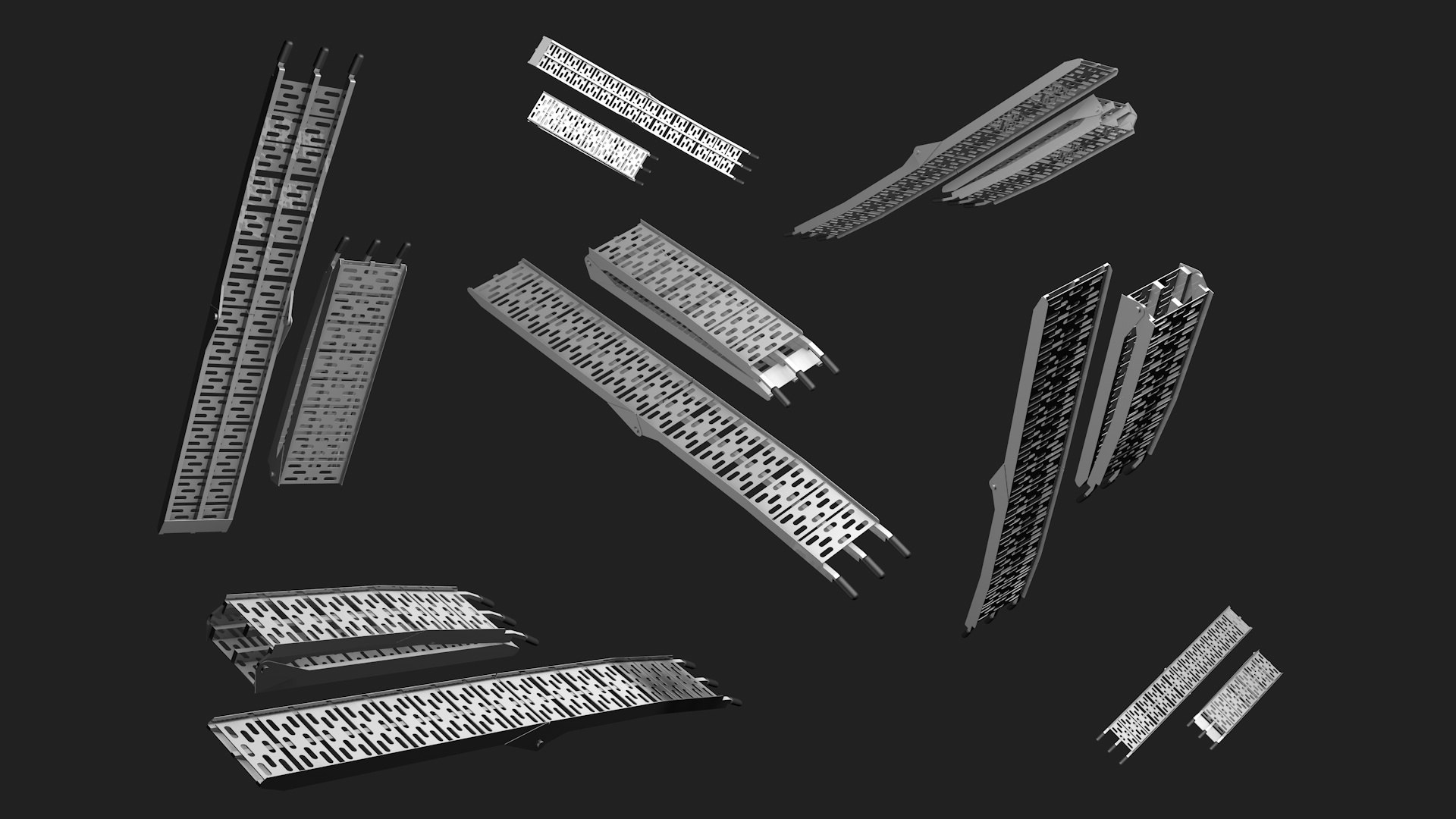3D Ladder for ATV and motorcycle folded and unfolded ramp trap ...