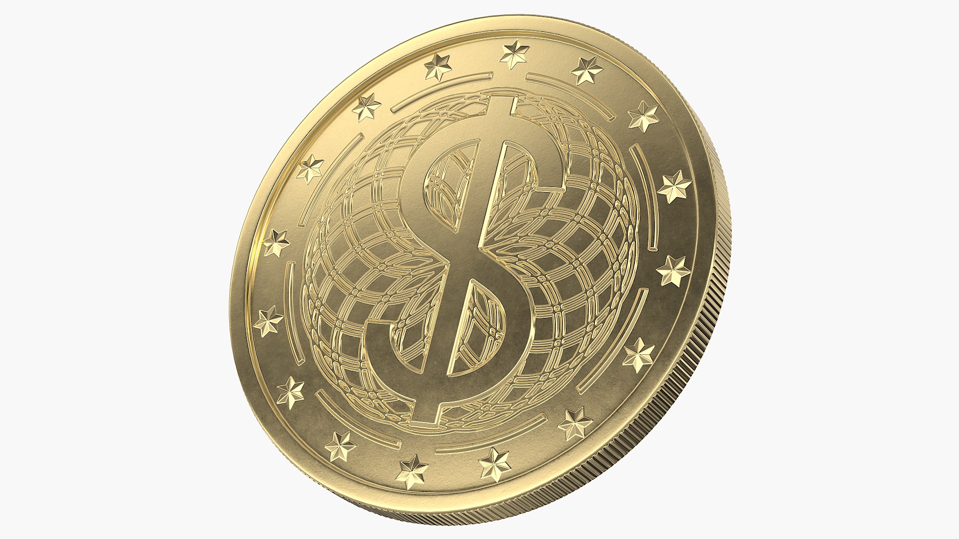 Dollar Gold Coin 5 3D Model - TurboSquid 2274026