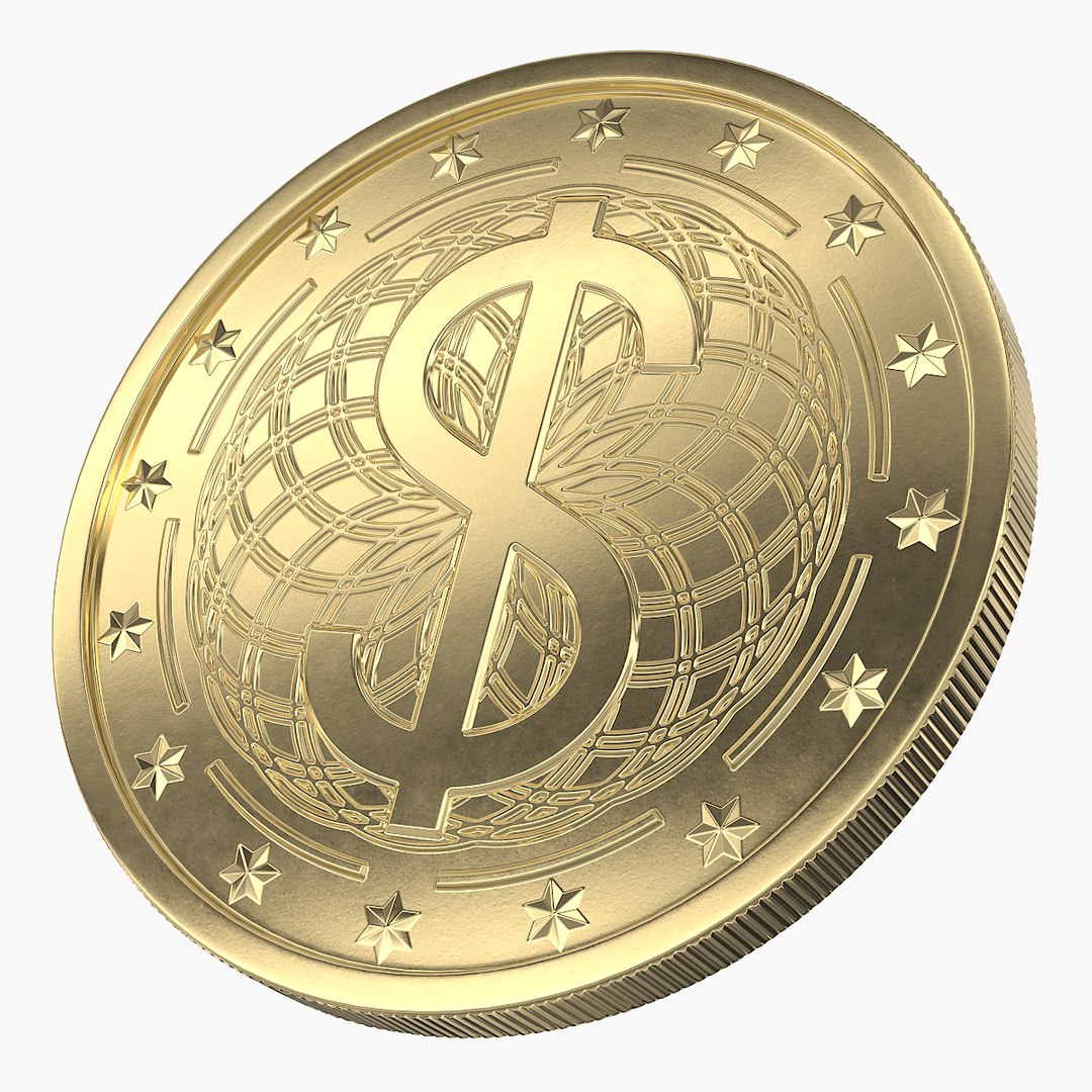 Dollar Gold Coin 5 3D Model - TurboSquid 2274026