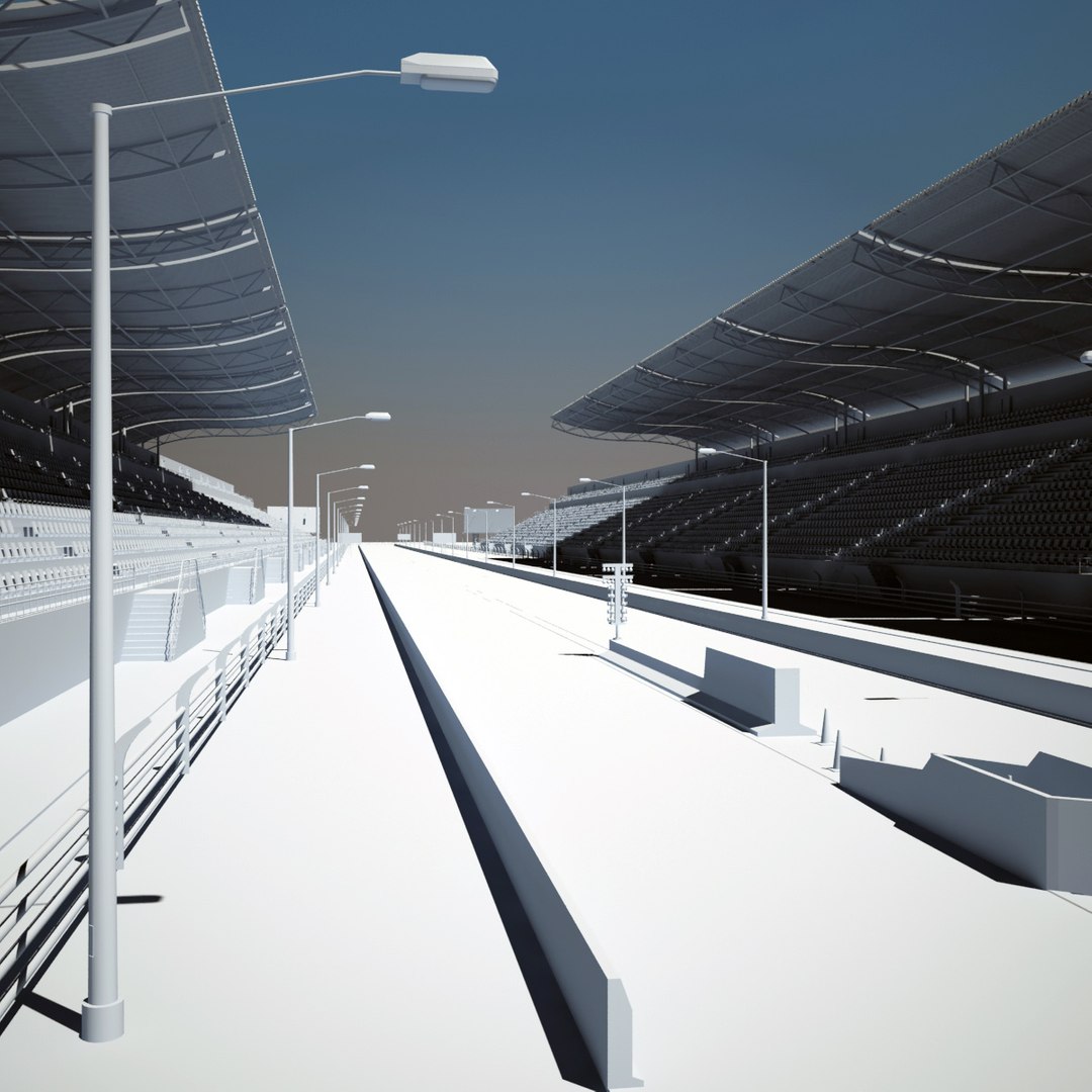 3d Model Dragway Stadium Fuel Dragster