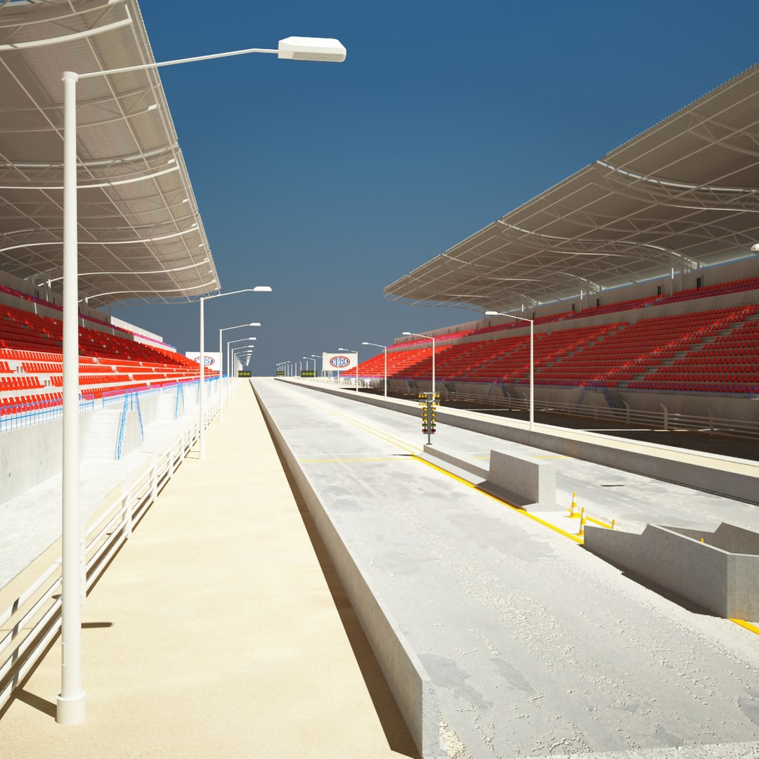 3d Model Dragway Stadium Fuel Dragster