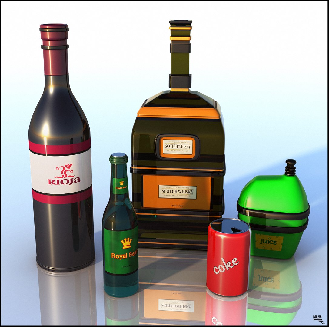 3d bottle cartoon toon