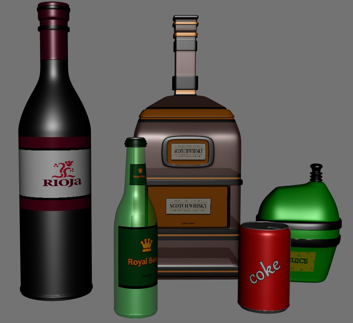 3d bottle cartoon toon