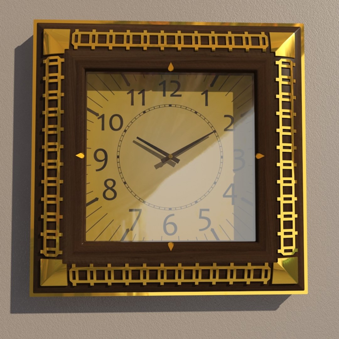 3D square wall clock decoration - TurboSquid 1605585