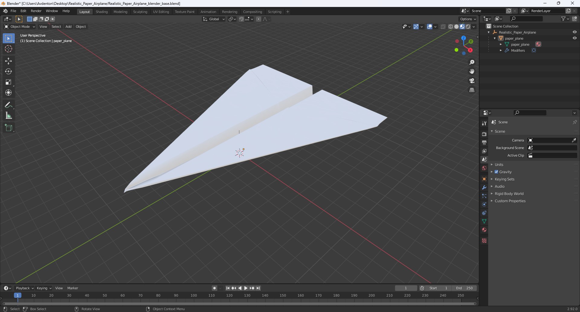 3D Realistic Paper Airplane Model - TurboSquid 2279731