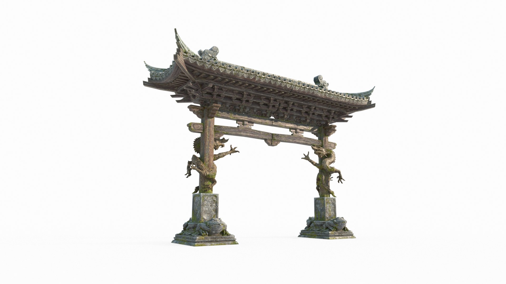 3D Model Ancient Asian Architecture Dragon Carved Archway Gate ...