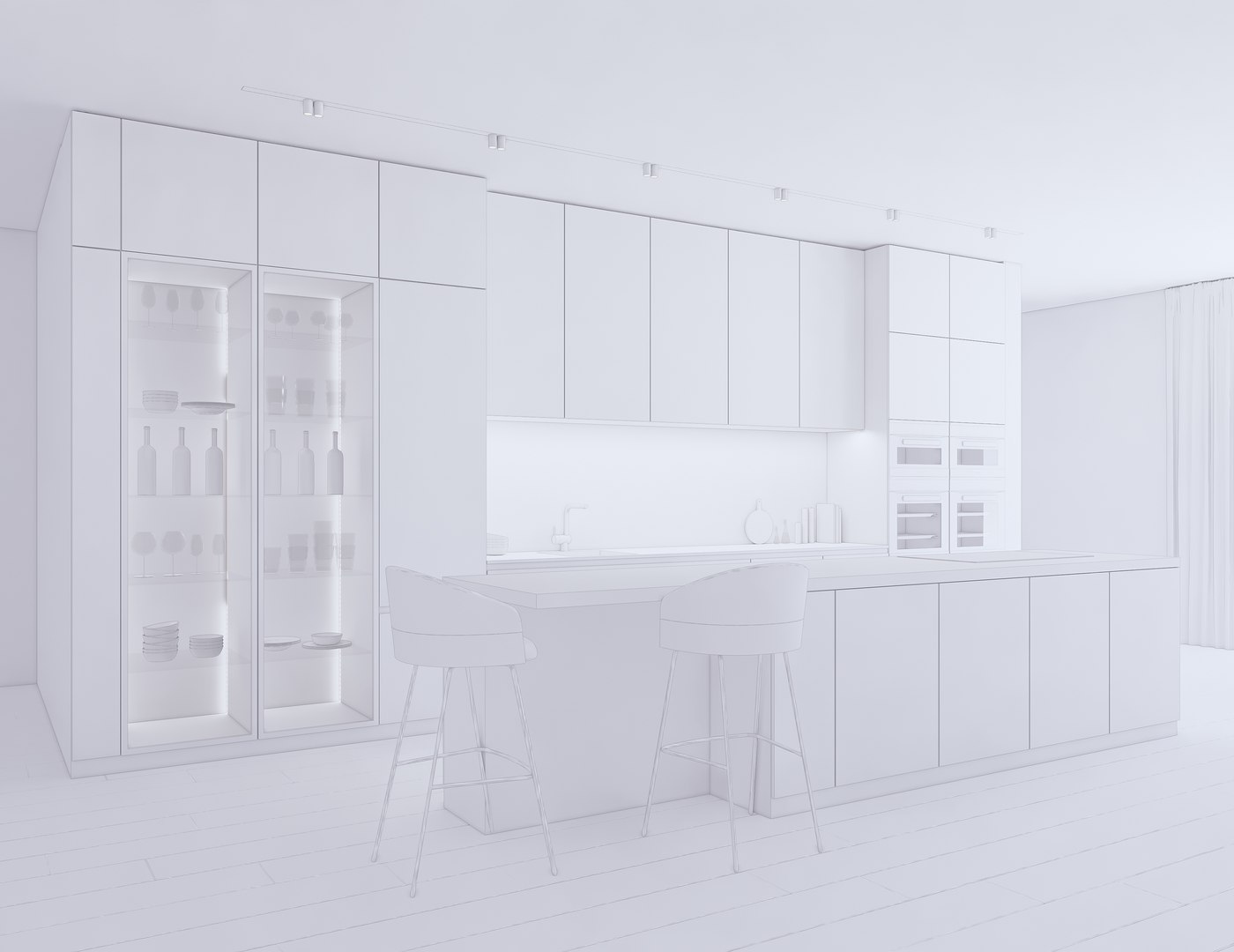 3D model Modern Kitchen Created in Revit 15 - TurboSquid 1995729