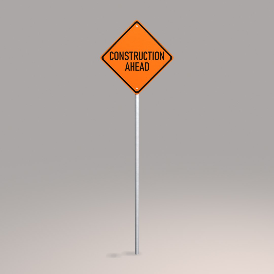 street sign construction 3d model