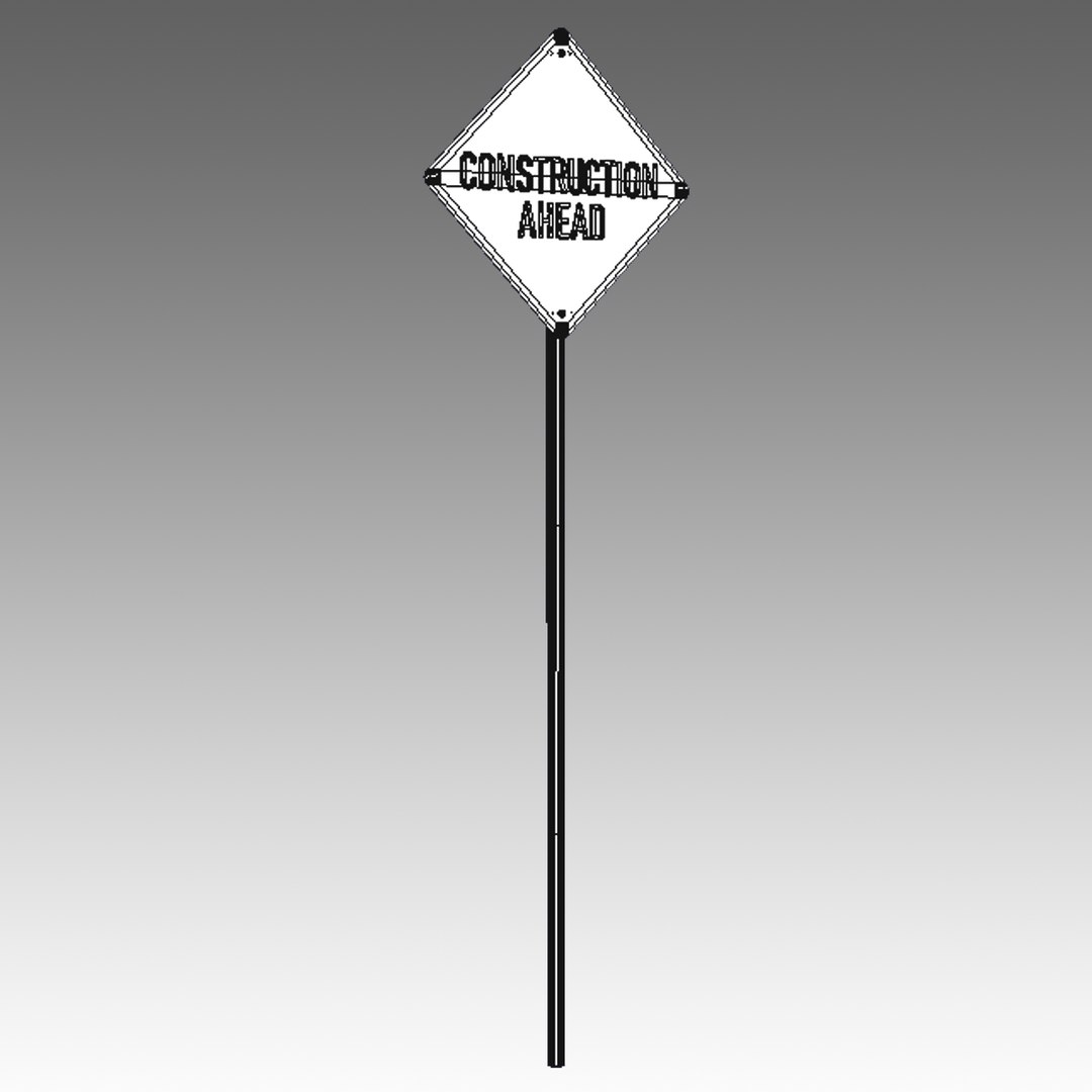 street sign construction 3d model