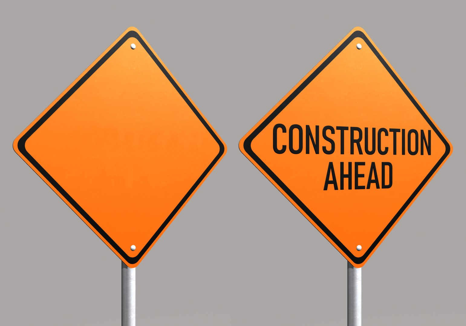 street sign construction 3d model