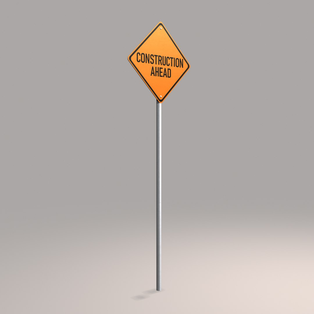 street sign construction 3d model