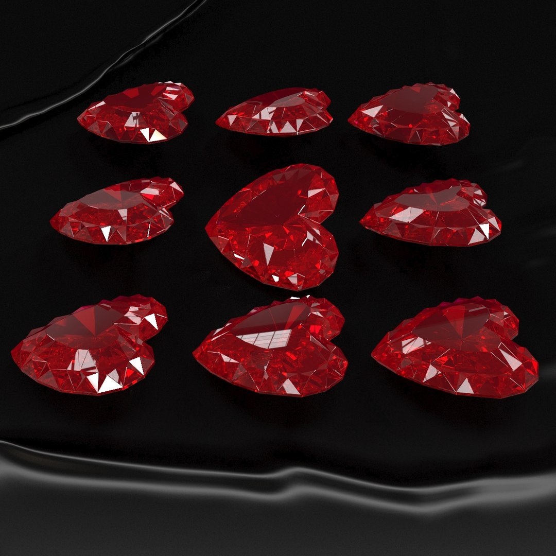 Set Heart Shaped Gemstone 3D Model - TurboSquid 1389961