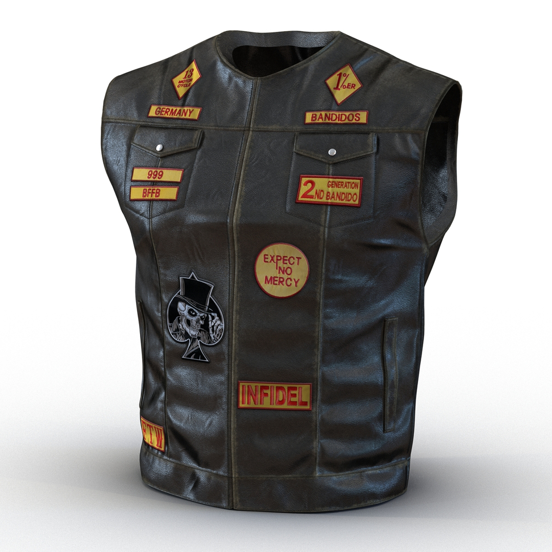Leather Biker Vest 3d Model
