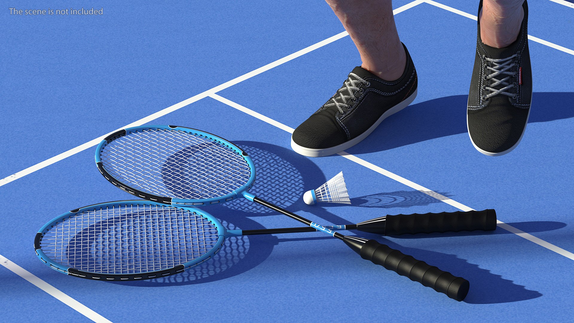 3D Two Blue Badminton Rackets With Plastic Shuttlecock - TurboSquid 2145969