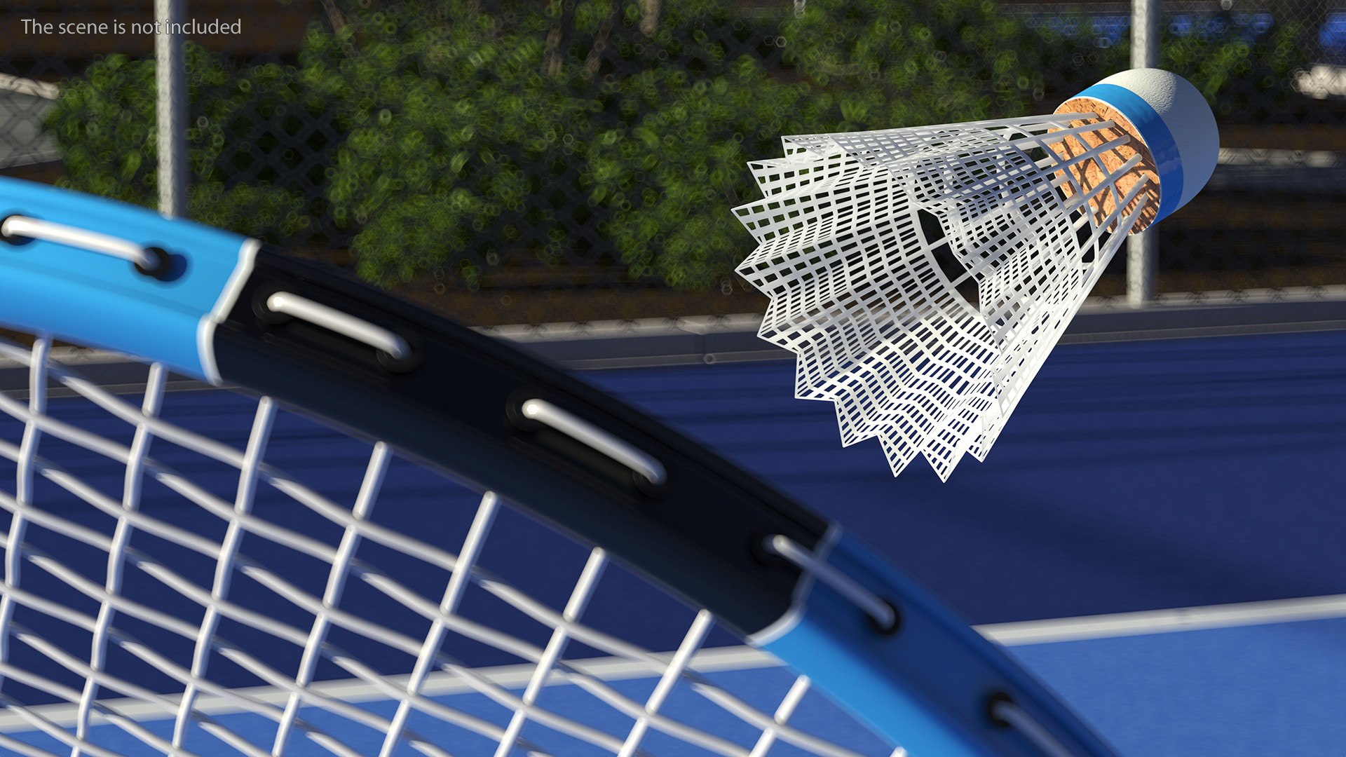 3D Two Blue Badminton Rackets With Plastic Shuttlecock - TurboSquid 2145969