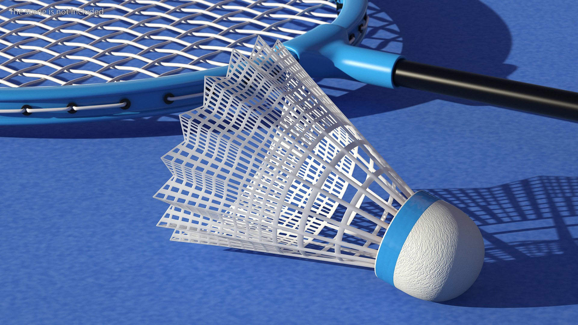 3D Two Blue Badminton Rackets With Plastic Shuttlecock - TurboSquid 2145969