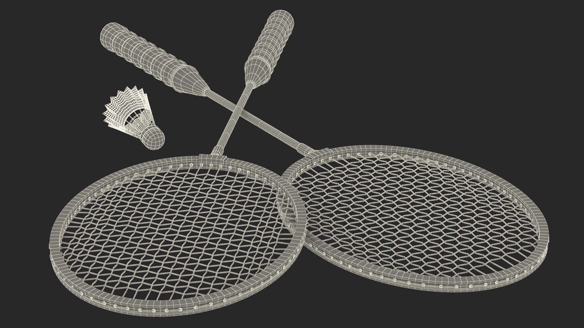 3D Two Blue Badminton Rackets with Plastic Shuttlecock - TurboSquid 2145969