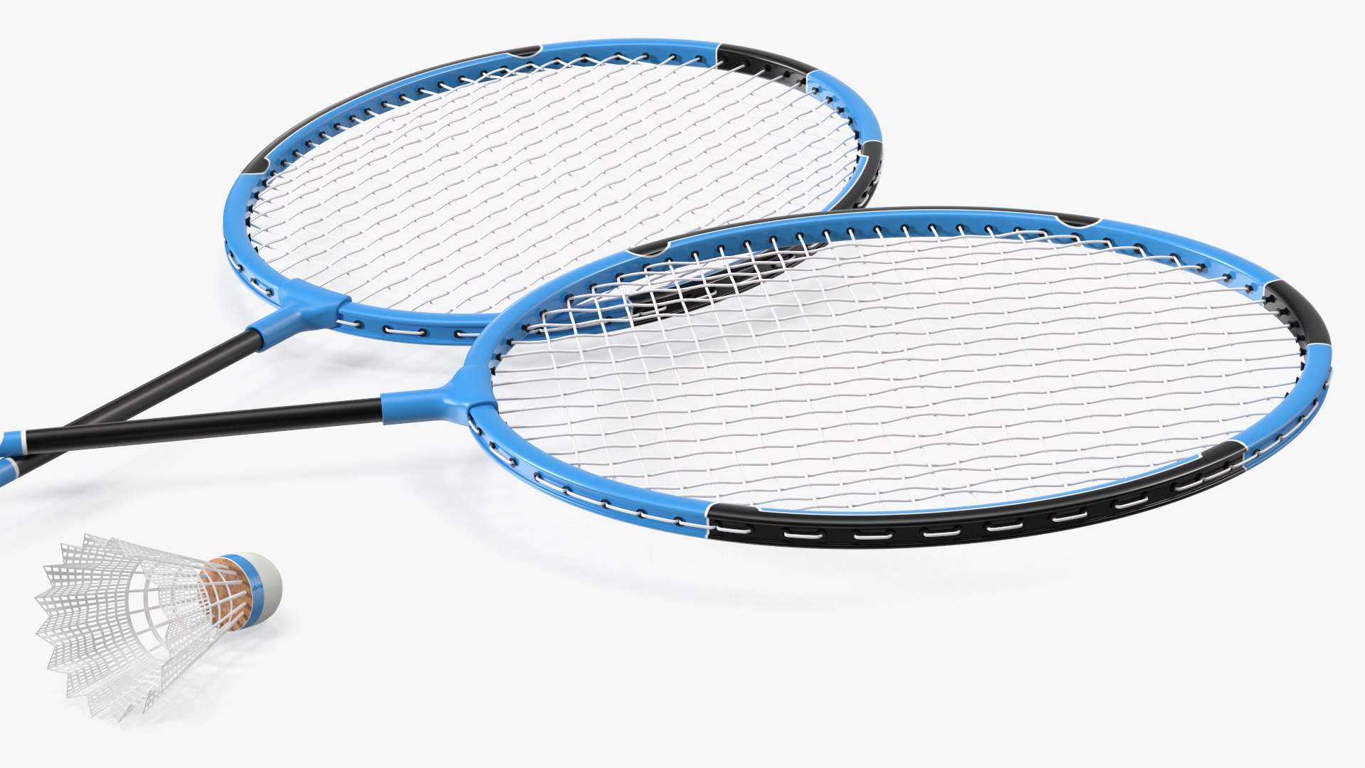3D Two Blue Badminton Rackets With Plastic Shuttlecock - TurboSquid 2145969
