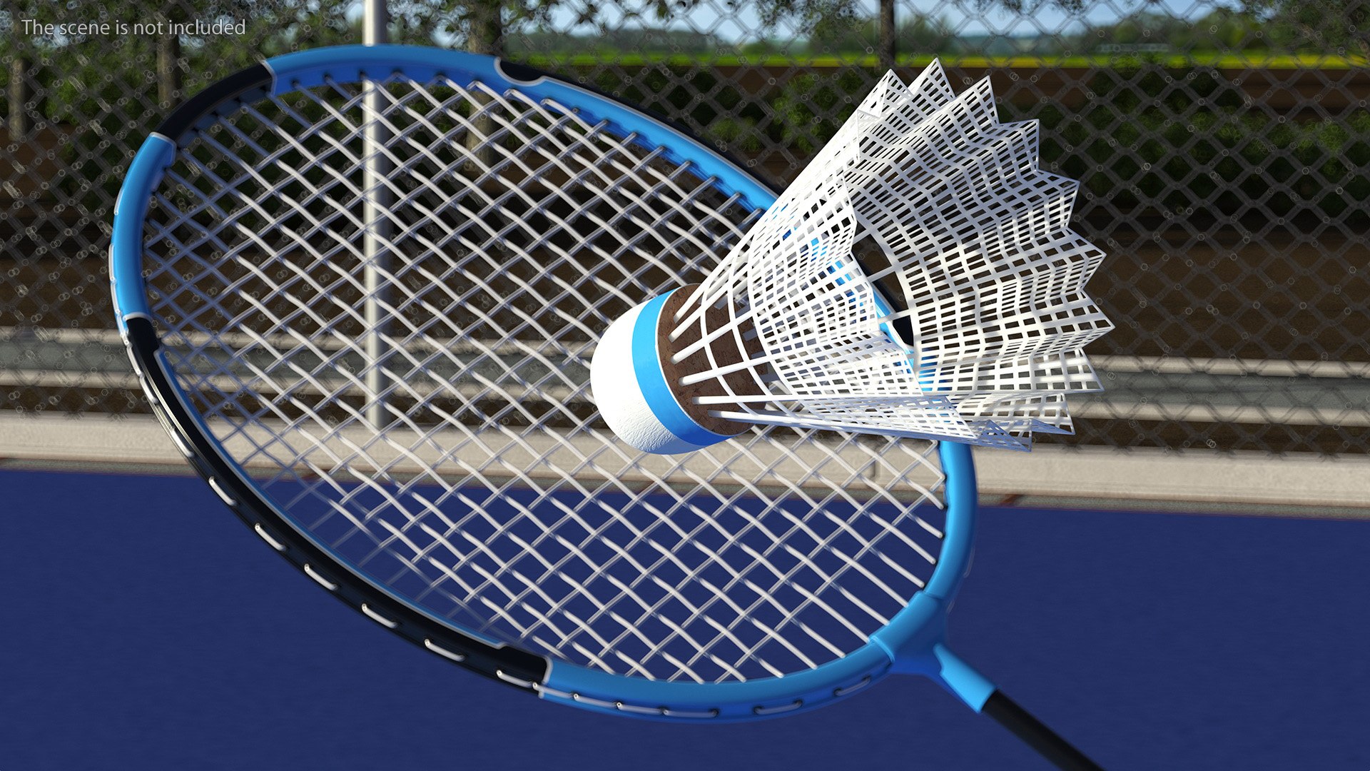 3D Two Blue Badminton Rackets With Plastic Shuttlecock - TurboSquid 2145969