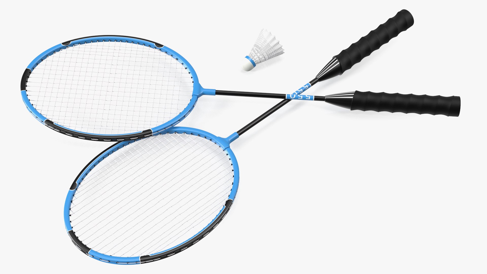3D Two Blue Badminton Rackets With Plastic Shuttlecock - TurboSquid 2145969