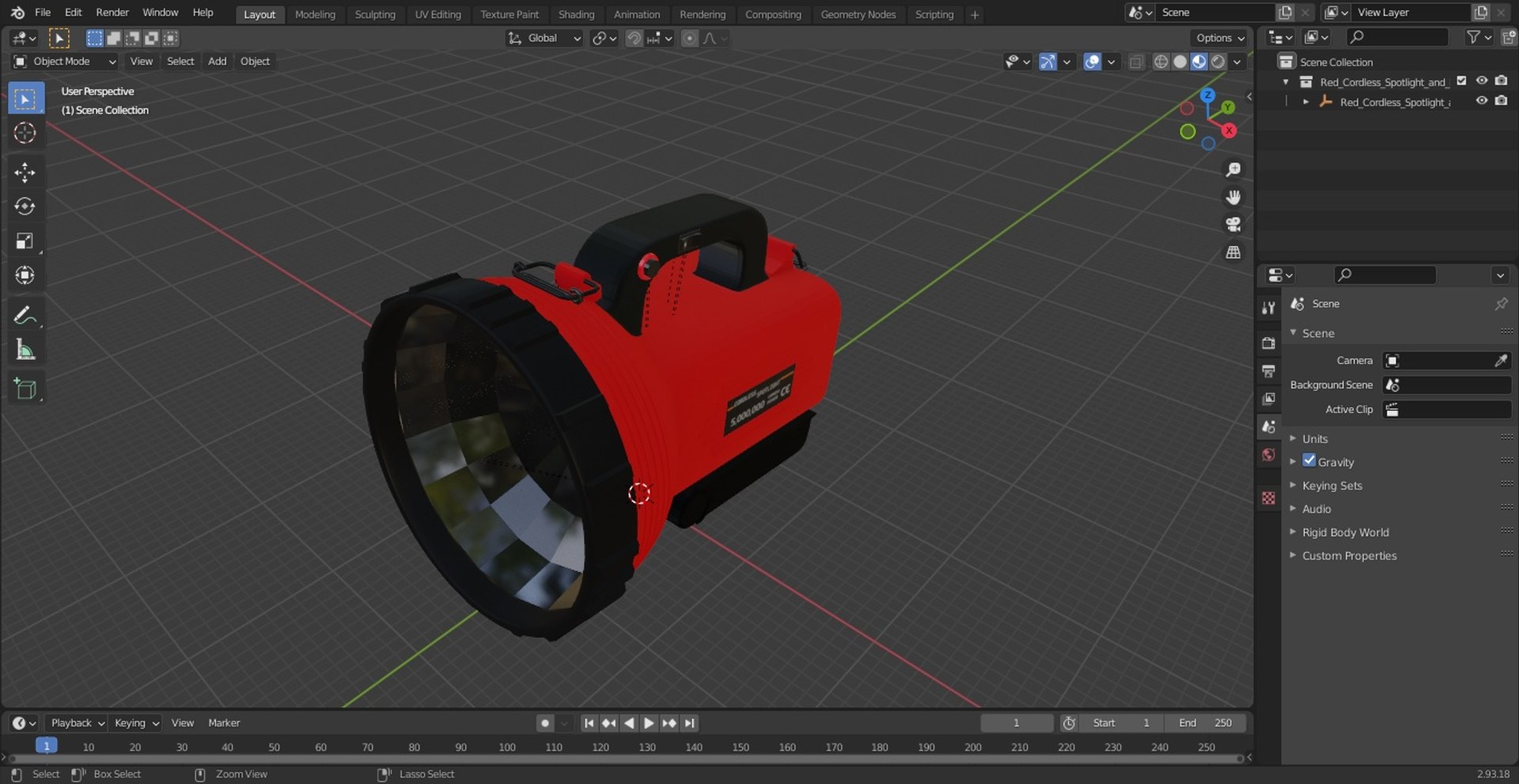 3D Red Cordless Spotlight and Floodlight - TurboSquid 2152169