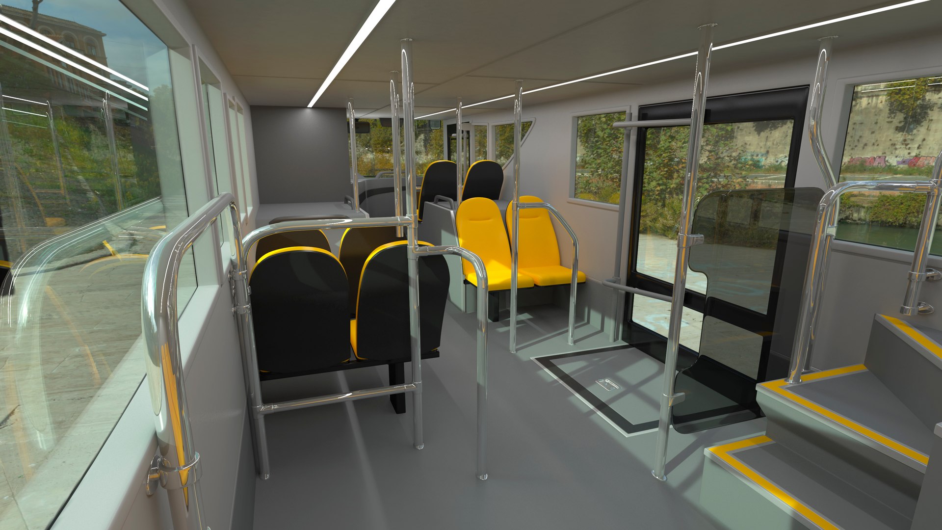 Open Top Tourist Bus Simple Interior White 3D model - TurboSquid 2059873