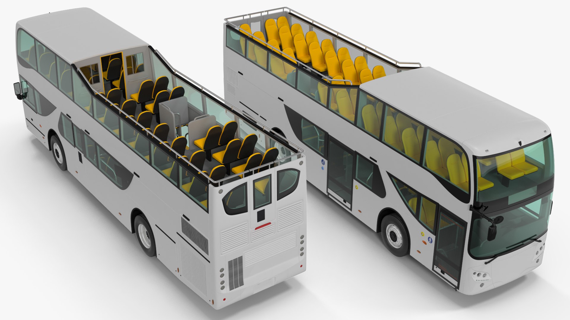 Open Top Tourist Bus Simple Interior White 3D model - TurboSquid 2059873