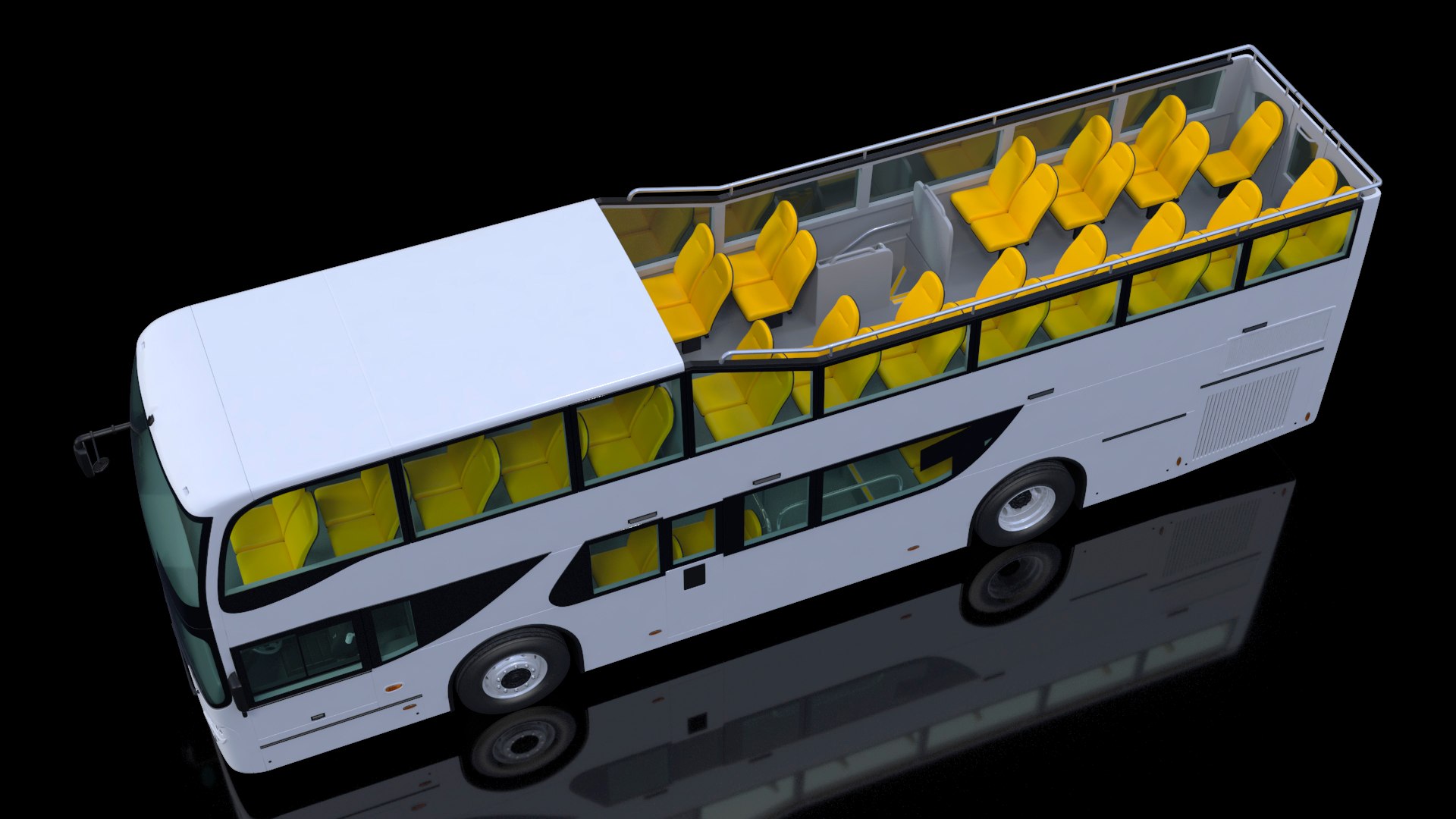 Open Top Tourist Bus Simple Interior White 3D model - TurboSquid 2059873