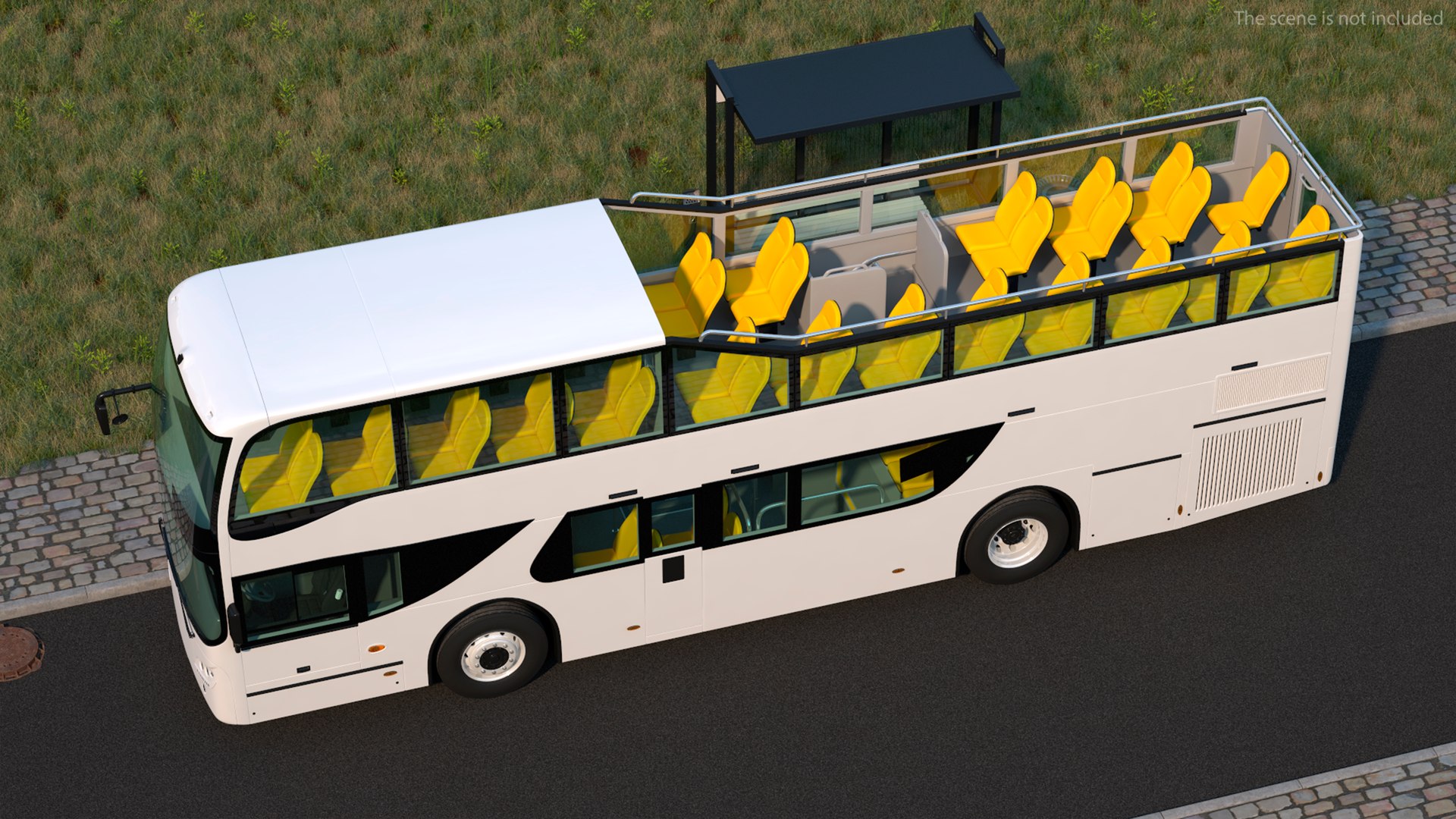 Open Top Tourist Bus Simple Interior White 3D model - TurboSquid 2059873