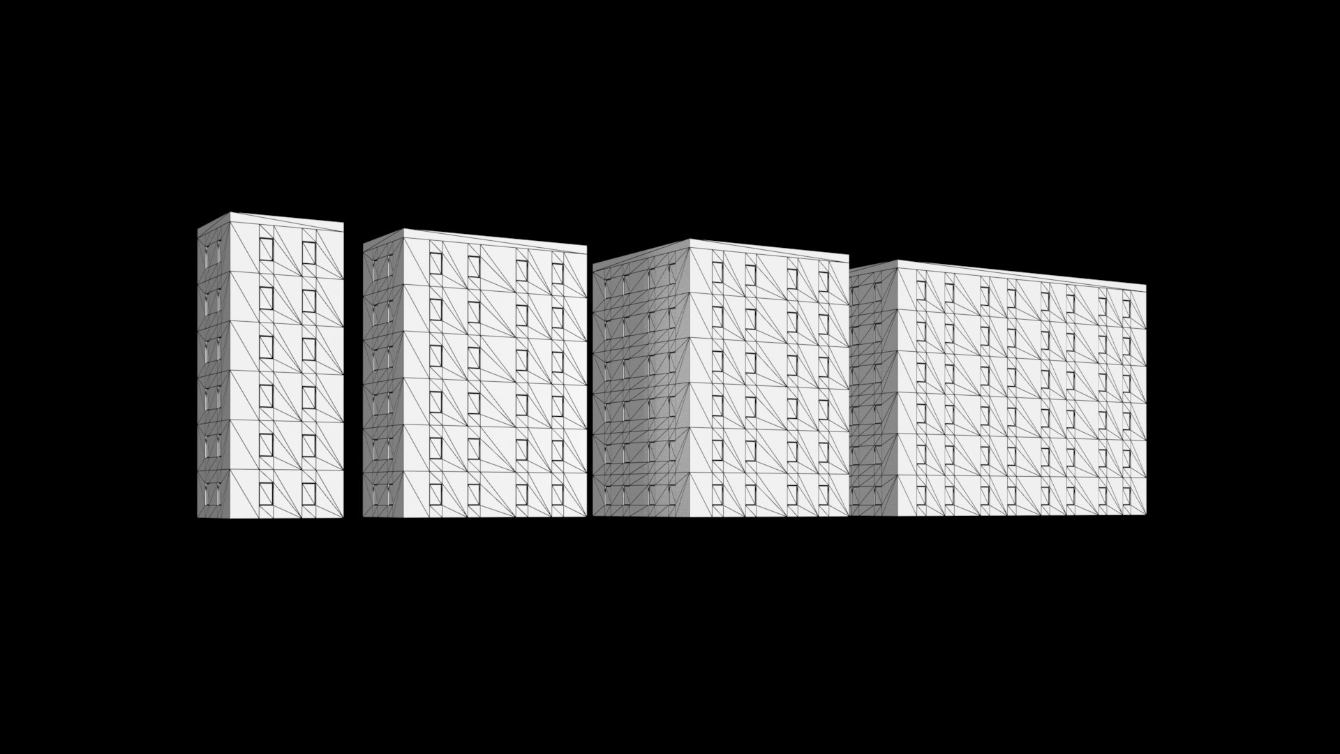 4types Simple Building M Size 3D Model - TurboSquid 1848272