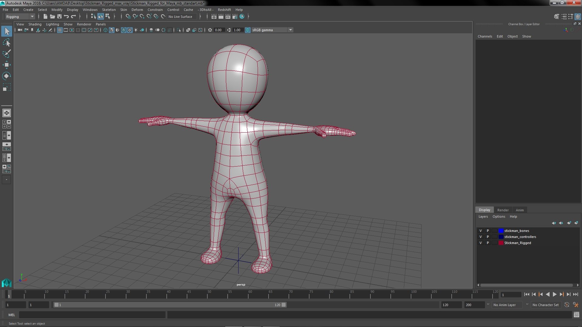 3D Stickman Rigged for Maya - TurboSquid 1915837