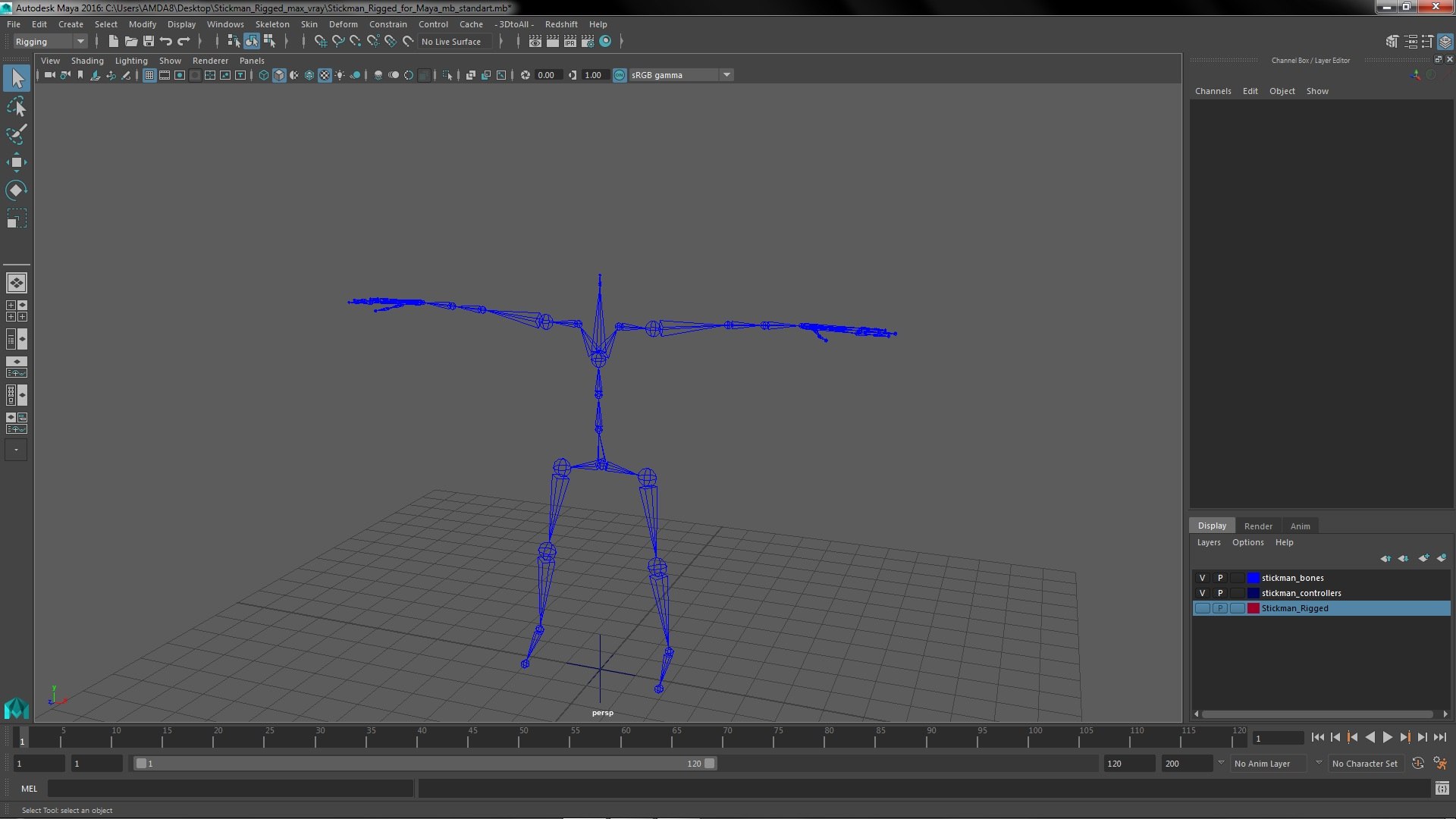 3D Stickman Rigged for Maya - TurboSquid 1915837