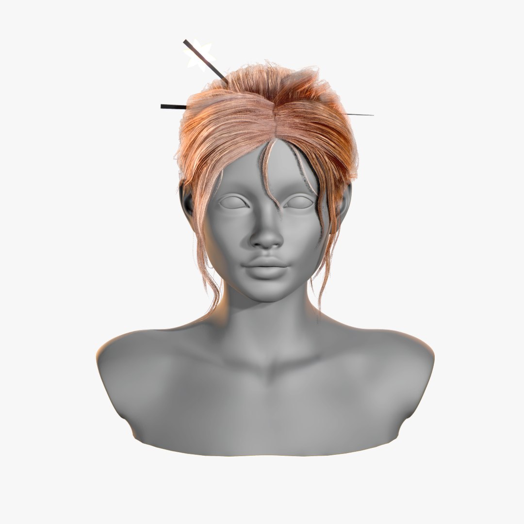 3D Game Bun Hairstyle Real-Time EU4 - TurboSquid 2239175