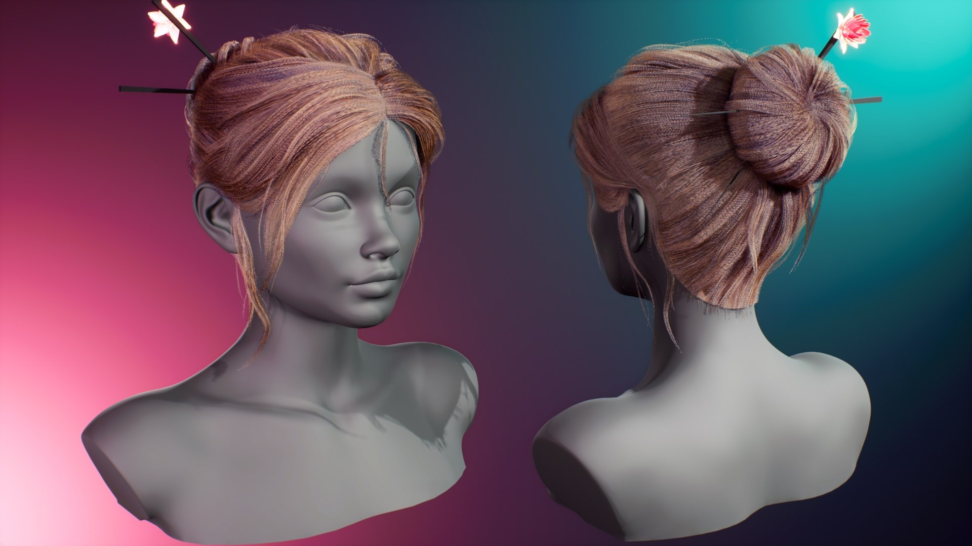3D Game Bun Hairstyle Real-Time EU4 - TurboSquid 2239175