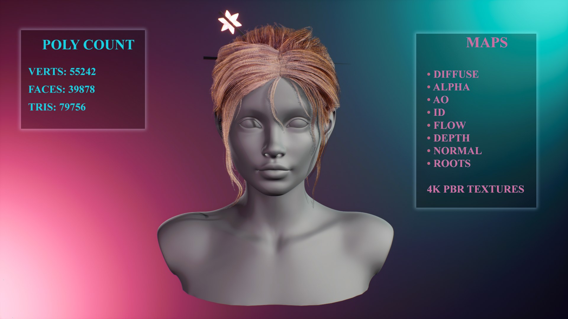 3D Game Bun Hairstyle Real-Time EU4 - TurboSquid 2239175