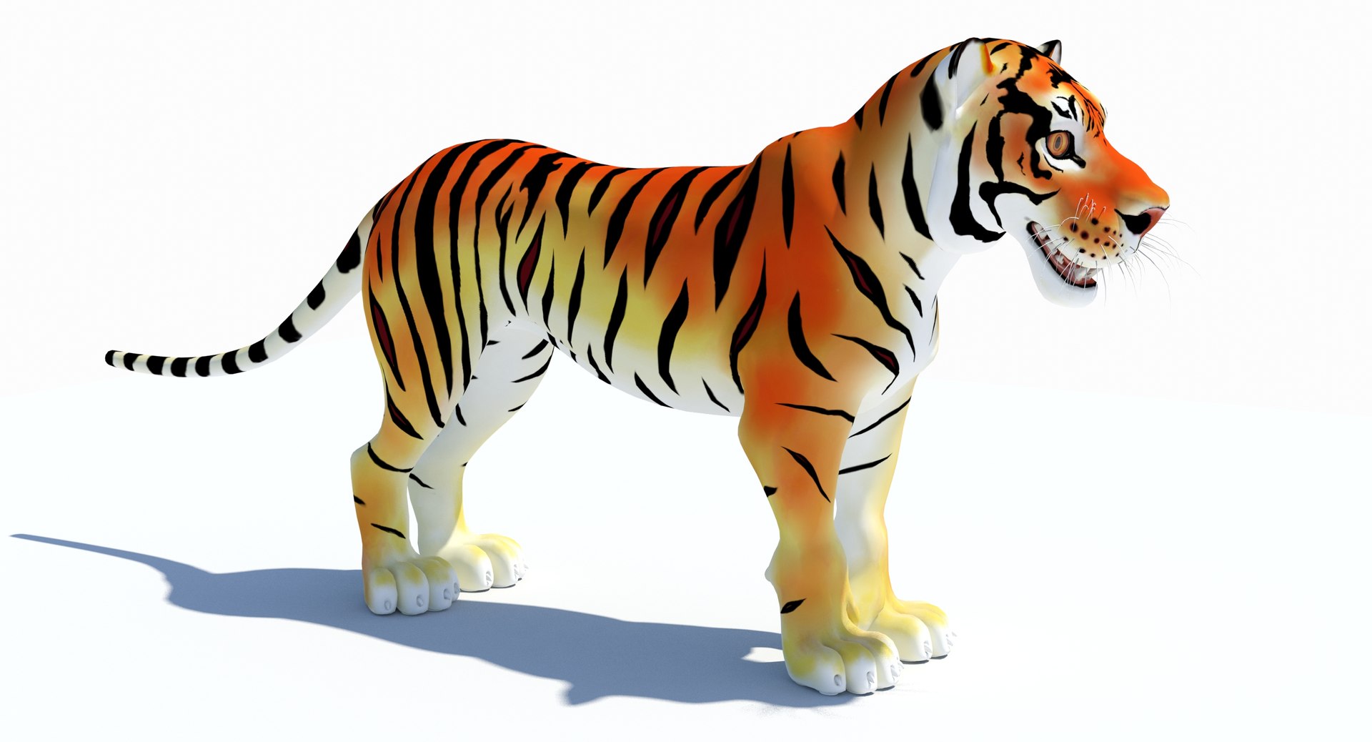 Cartoon Tiger White Natural 3d Model