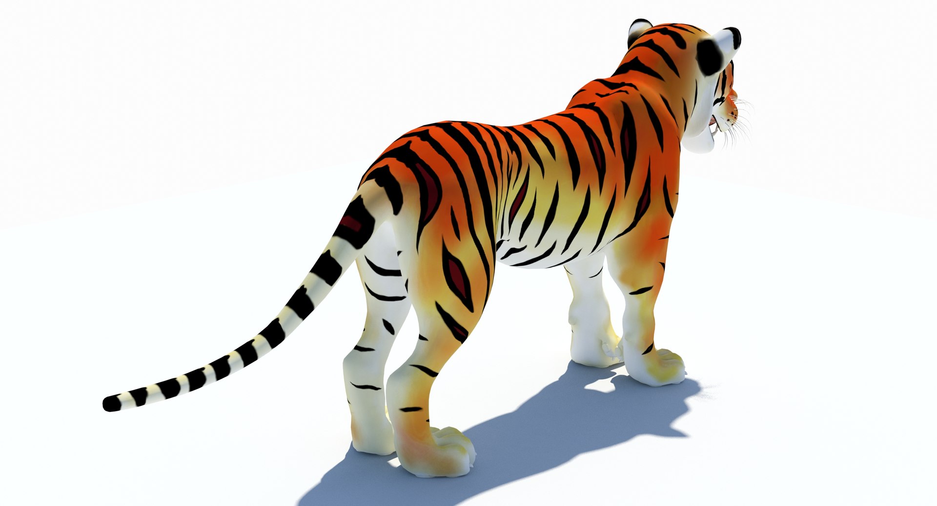 cartoon tiger white natural 3d model