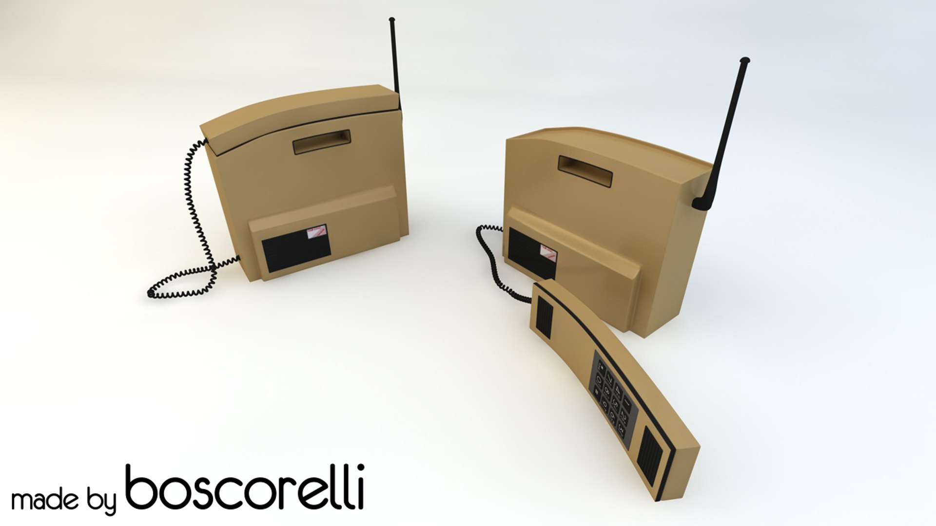 3d retro brick phone model