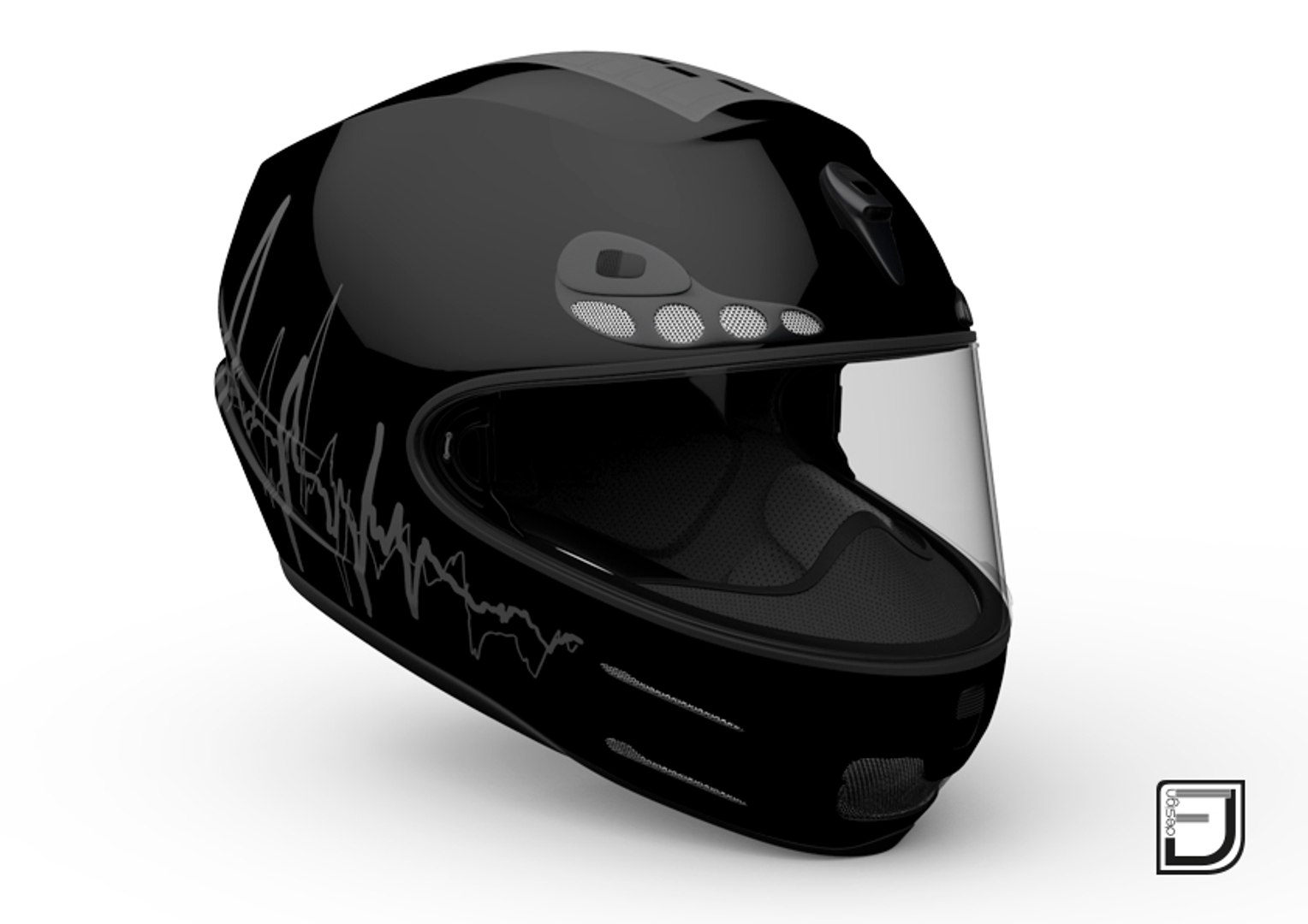 Black Racing Helmet 3ds