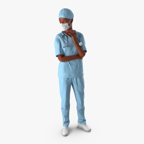 3d african american female surgeon model