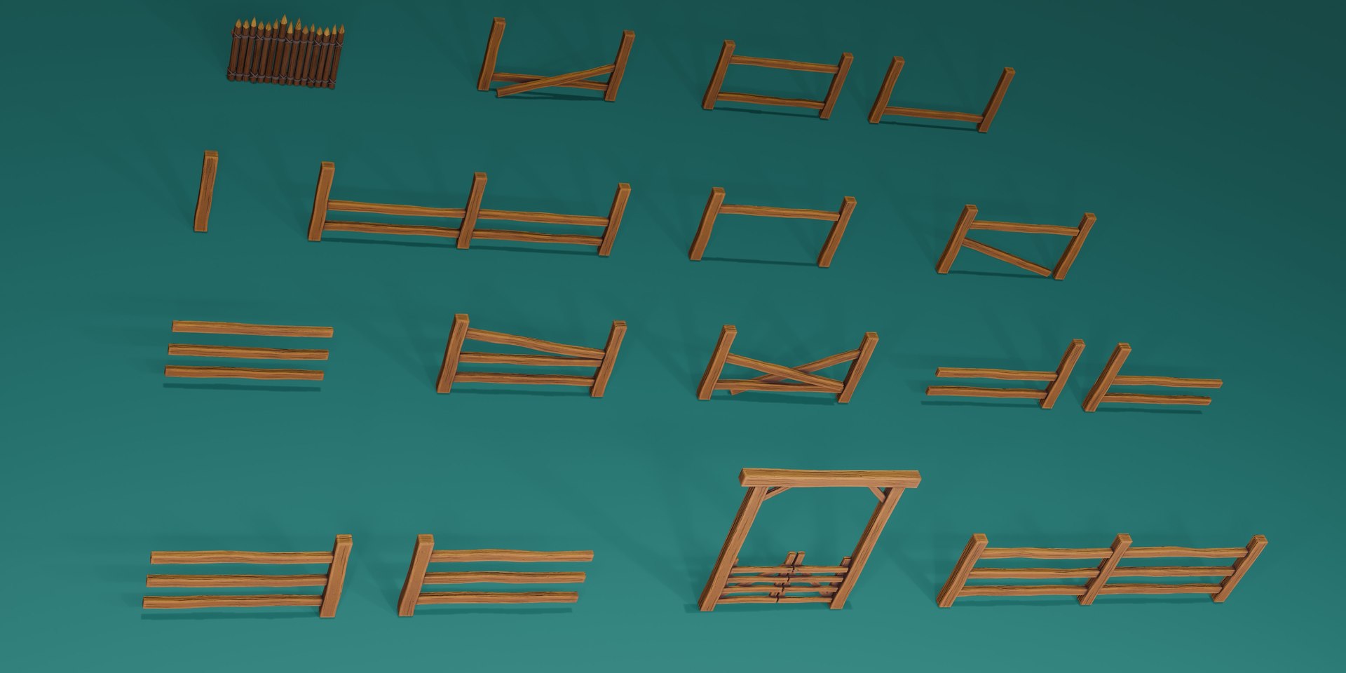 Stylized Low Poly Wood Fence And Gate 3D Model - TurboSquid 2278849