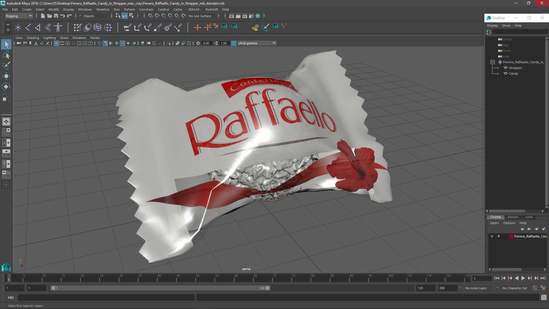 Ferrero Raffaello Candy In Wrapper 3D Model - TurboSquid 2202990