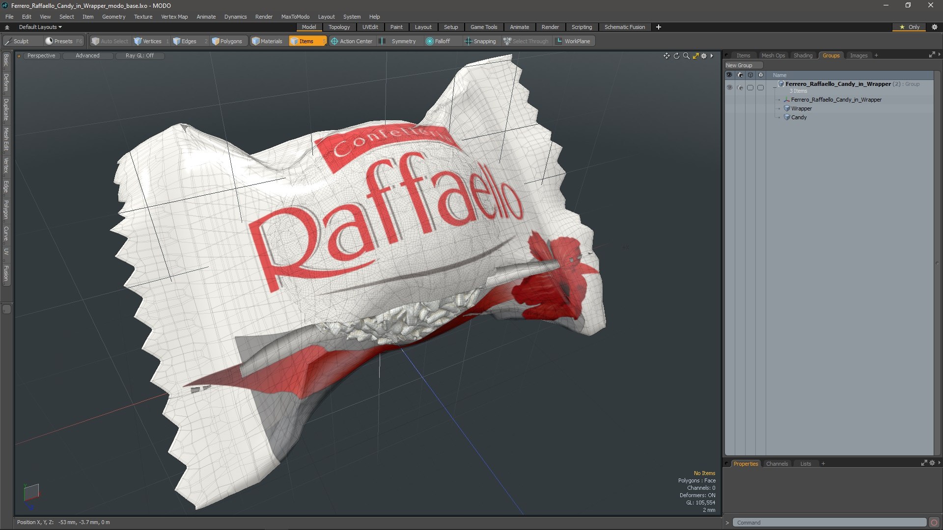 Ferrero Raffaello Candy In Wrapper 3D Model - TurboSquid 2202990