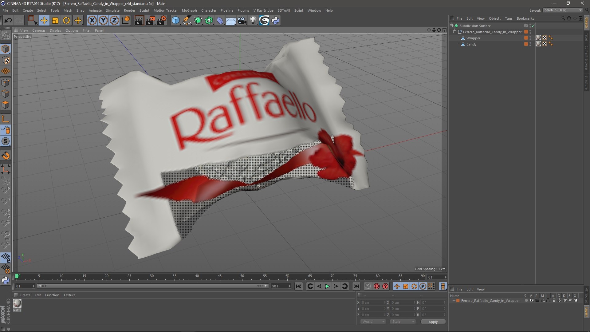Ferrero Raffaello Candy In Wrapper 3D Model - TurboSquid 2202990