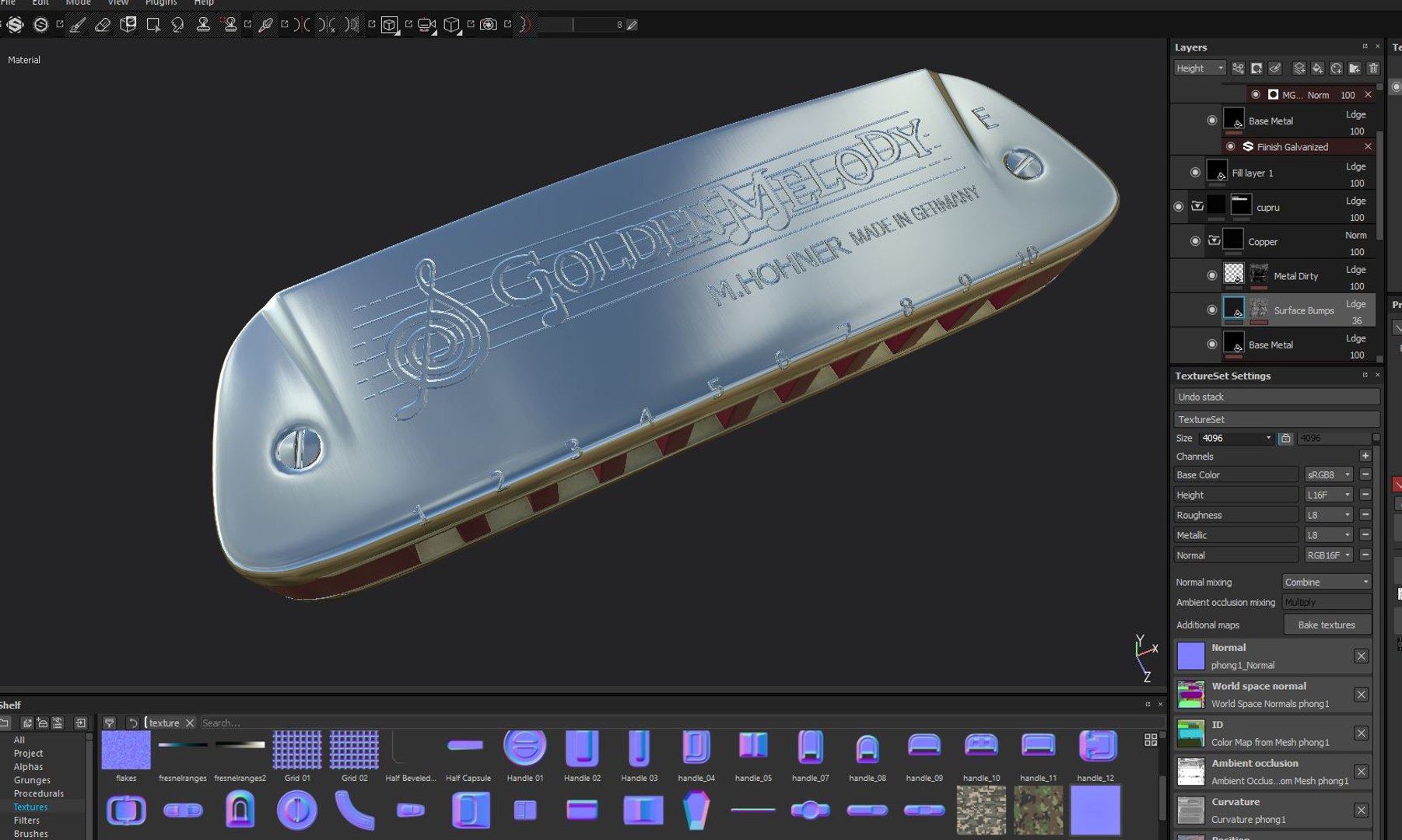 3d Hohner Harmonica Model