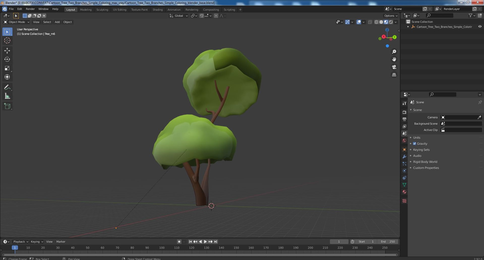 Cartoon Tree Two Branches Simple Coloring 3D model - TurboSquid 2169069
