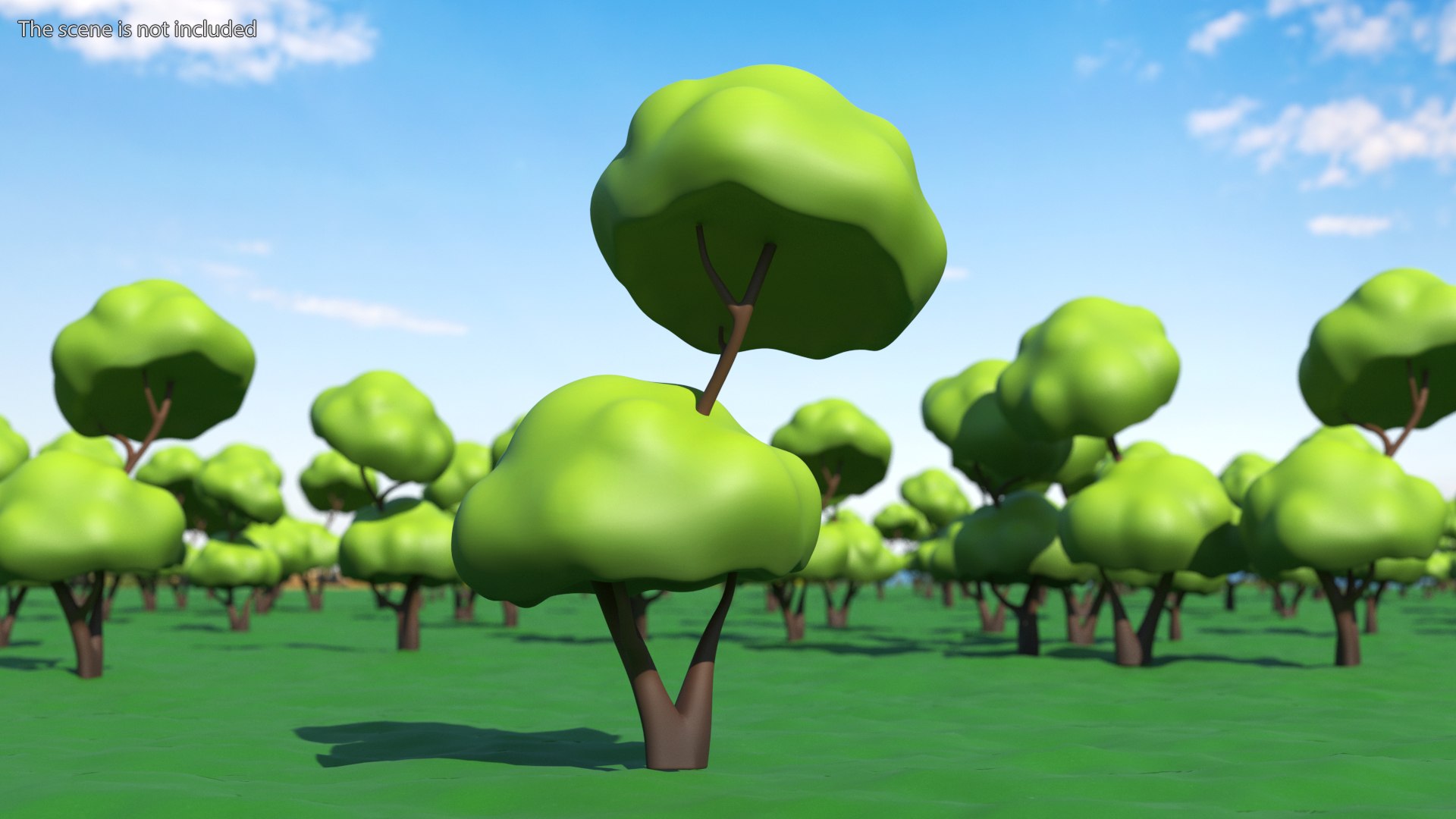 Cartoon Tree Two Branches Simple Coloring 3D model - TurboSquid 2169069