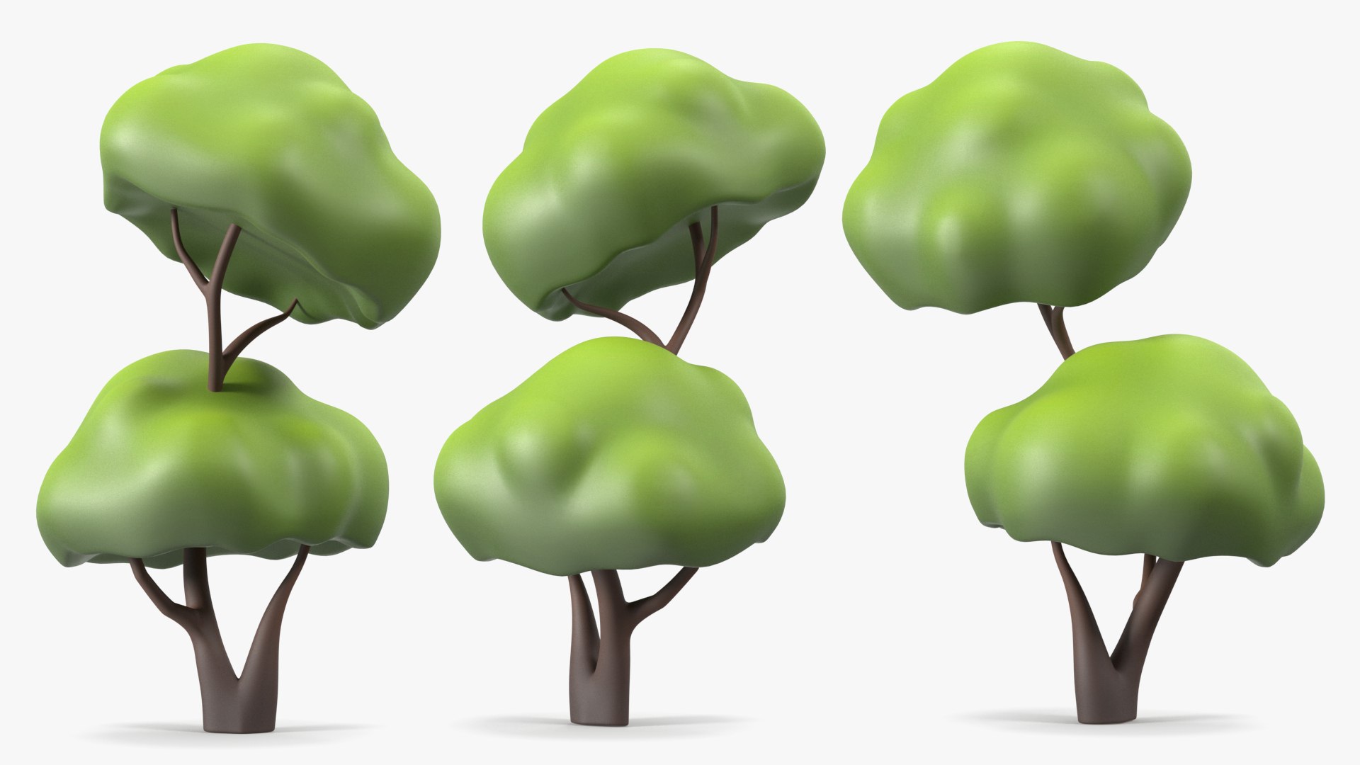 Cartoon Tree Two Branches Simple Coloring 3D model - TurboSquid 2169069