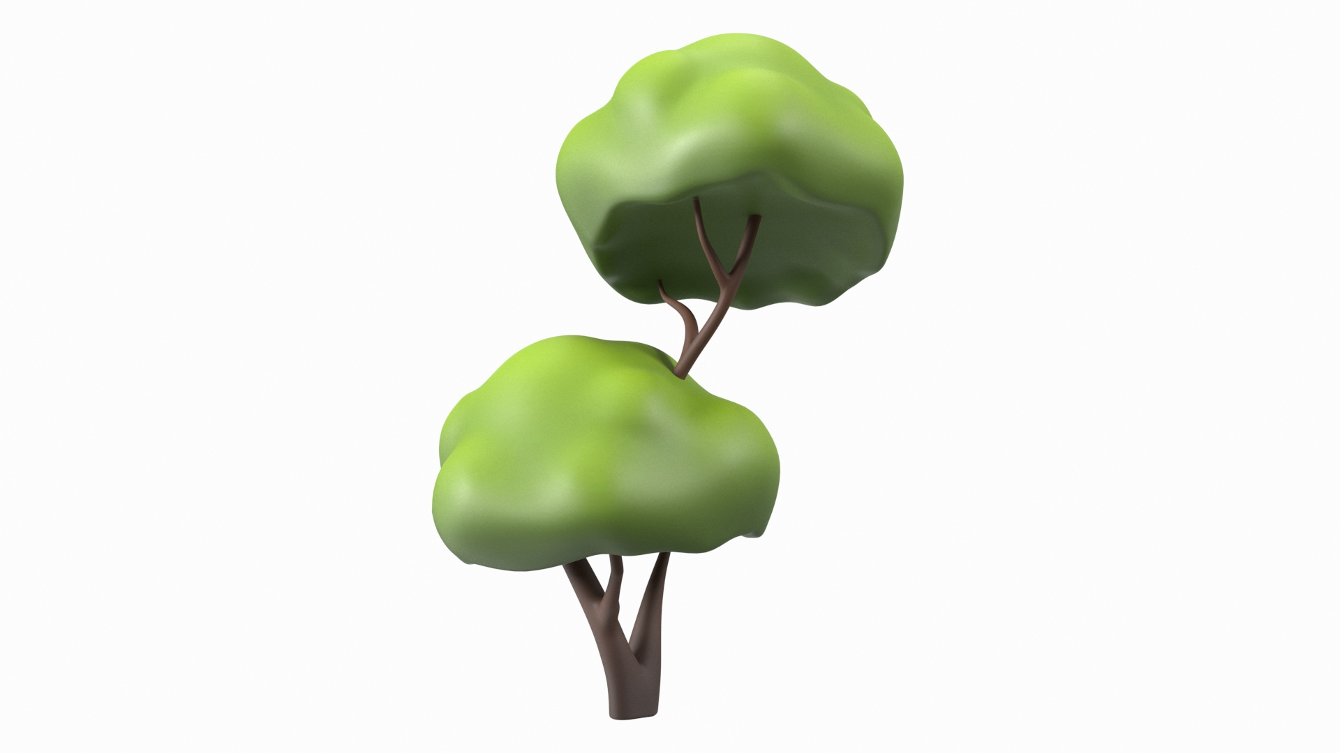 Cartoon Tree Two Branches Simple Coloring 3D model - TurboSquid 2169069